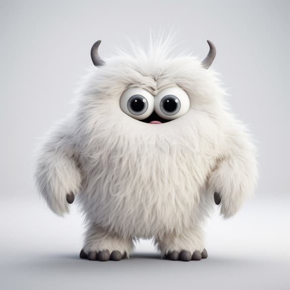 Cute Fluffy Monster Illustration on Grey Background Stock Illustration ...