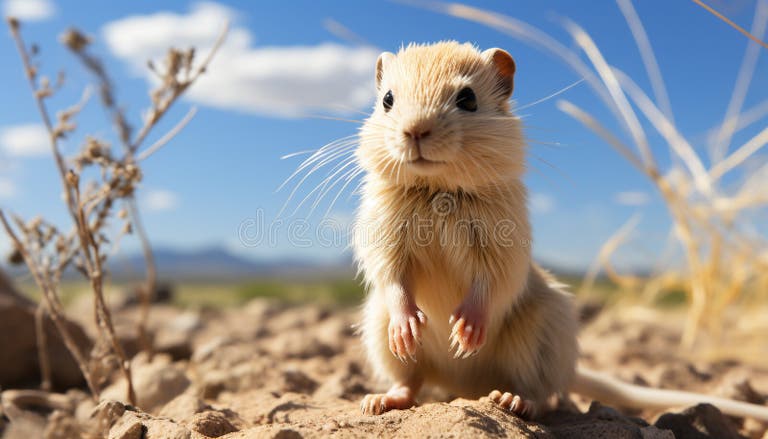 Cute Fluffy Mouse Sitting in Grass, Looking at Camera Playfully ...