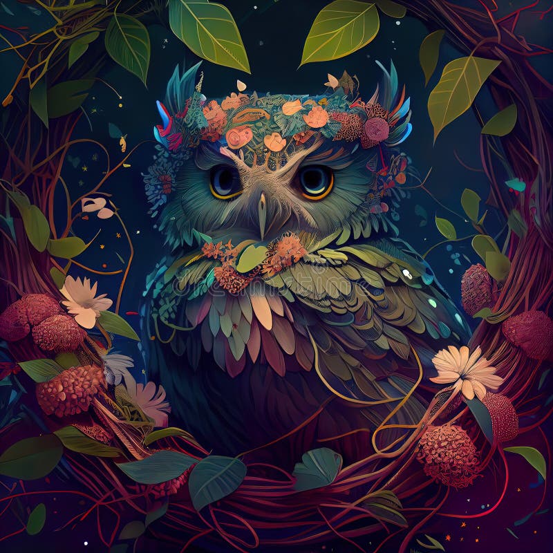 Cute Fluffy Owl - Ai Generated Stock Illustration - Illustration of ...