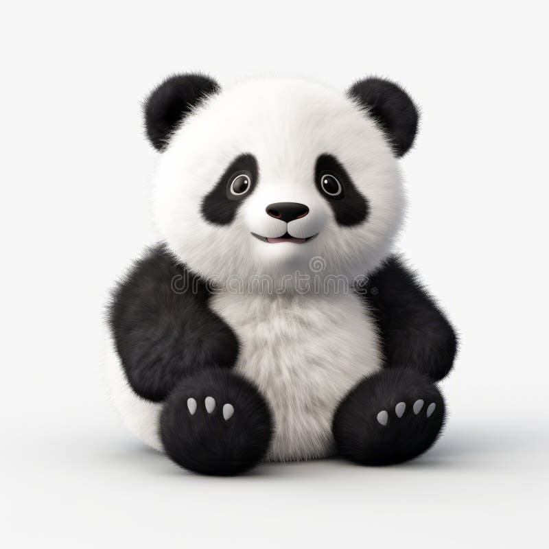 Cute Fluffy Panda 3d Model with Soft Renderings by Studio King Stock ...