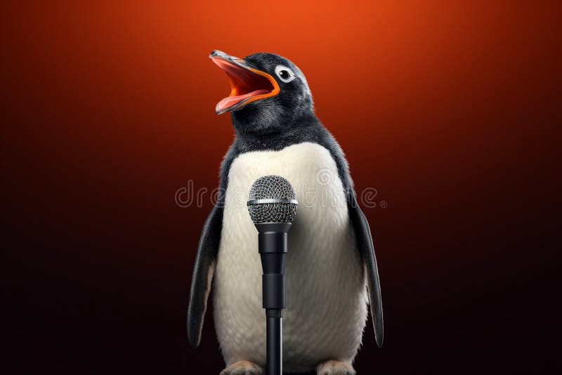 Cartoon Cute Fluffy Penguin Singing Generative AI Stock Illustration ...