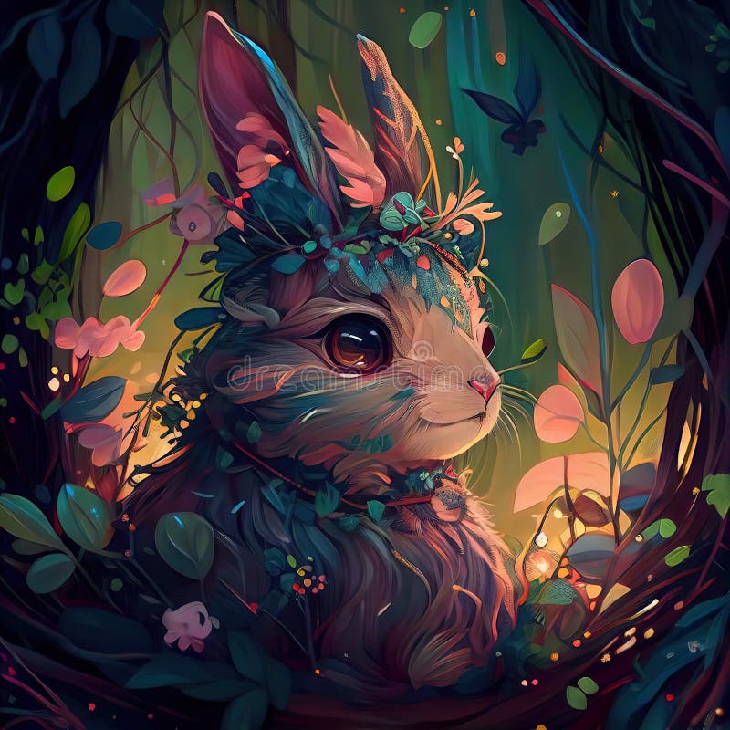 Cute Fluffy Rabbit - Ai Generated Stock Illustration - Illustration of ...