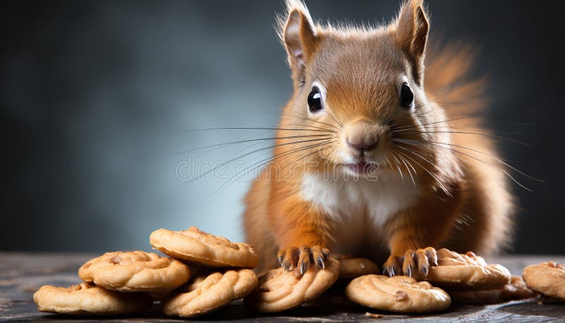 Cute Fluffy Rabbit Eating Snack, Looking at Camera Indoors Generated by ...