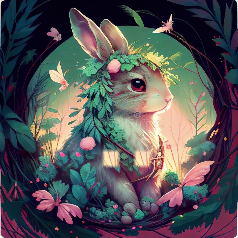 Cute Fluffy Rabbit - Ai Generated Stock Illustration - Illustration of ...