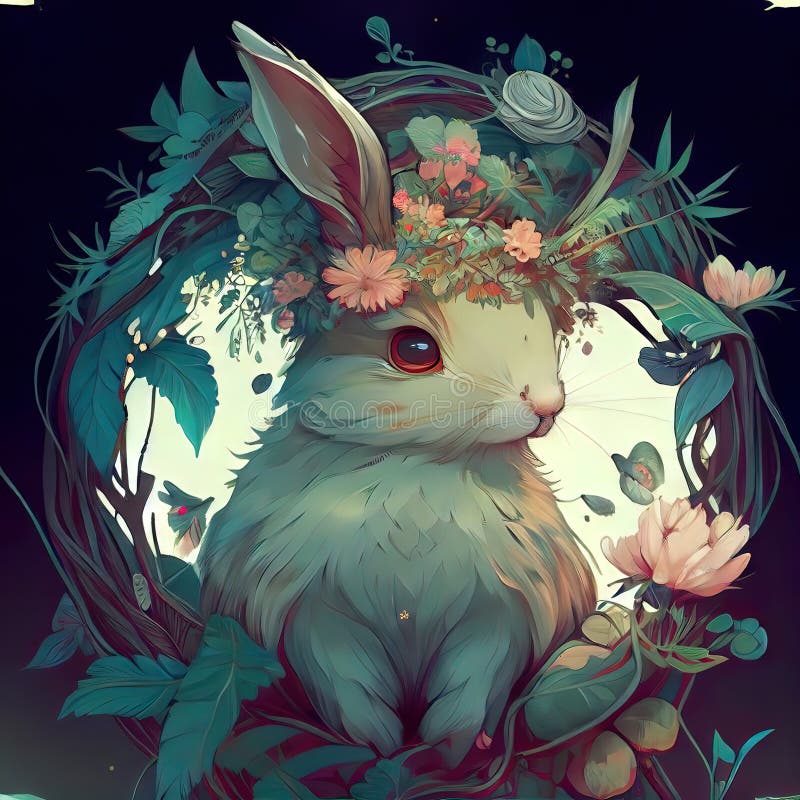 Cute Fluffy Rabbit - Ai Generated Stock Illustration - Illustration of ...