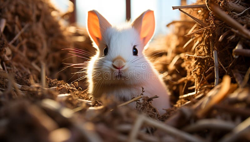 Cute Fluffy Rabbit Sitting in Meadow, Enjoying the Outdoors Generated ...