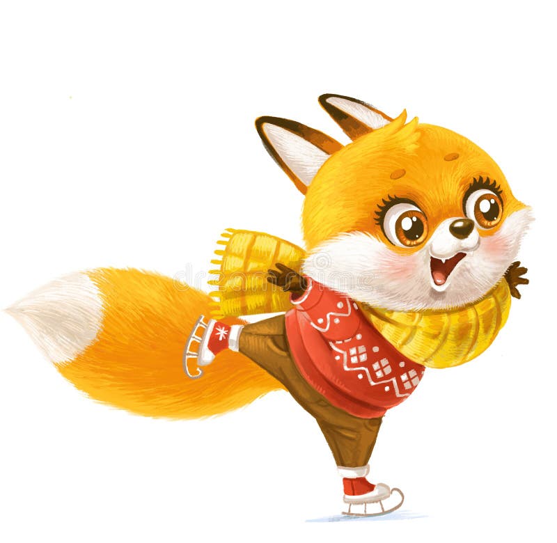 Cute Fluffy Red Fox Rolls on One Leg on Bunks Stock Illustration ...
