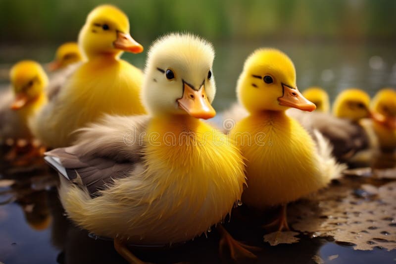 Cute Fluffy Small Little Yellow Ducks Stock Illustration - Illustration ...