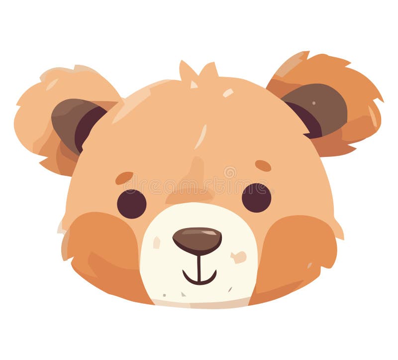 Cute Fluffy Teddy Bear Toy Face Stock Vector - Illustration of small ...