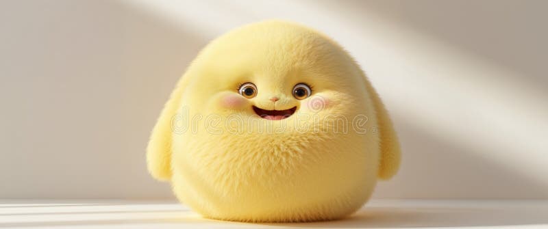 Cute Fluffy Yellow Character with a Smile Stock Photo - Image of ...