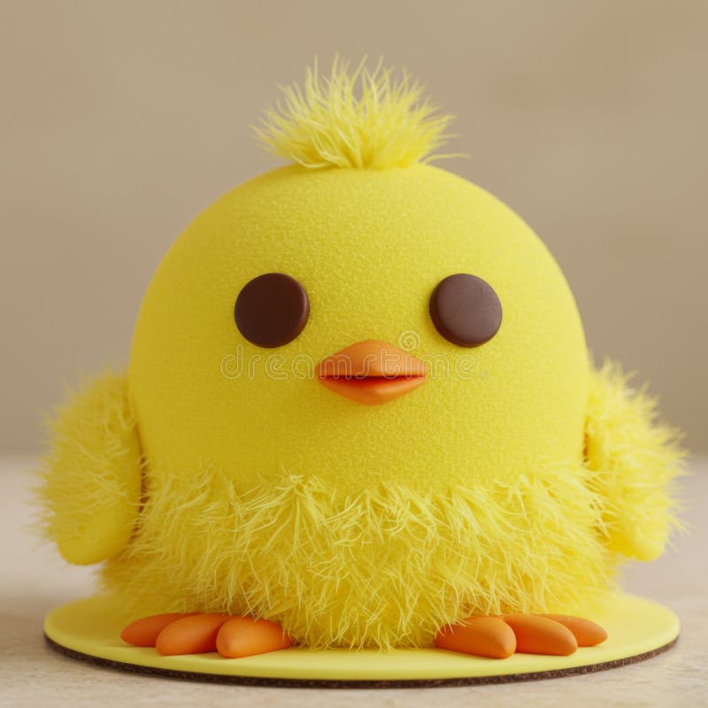 Cute Fluffy Yellow Chick Cake Stock Illustration - Illustration of ...