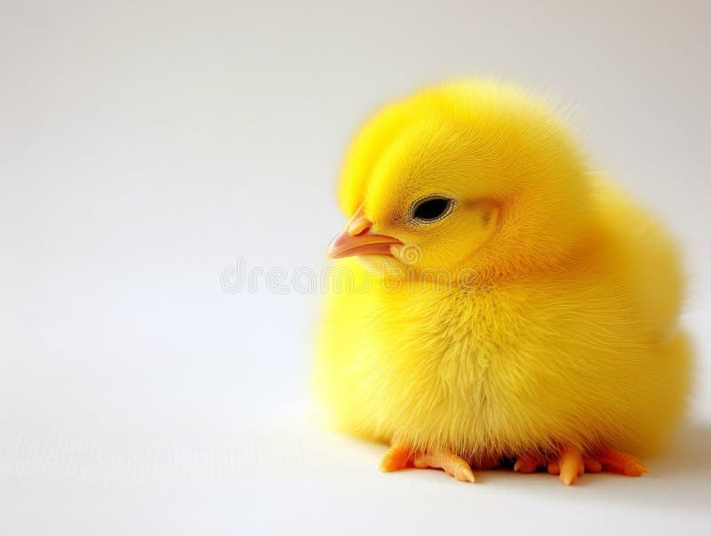 Cute Fluffy Yellow Chick on White Background. Easter Concept Stock ...