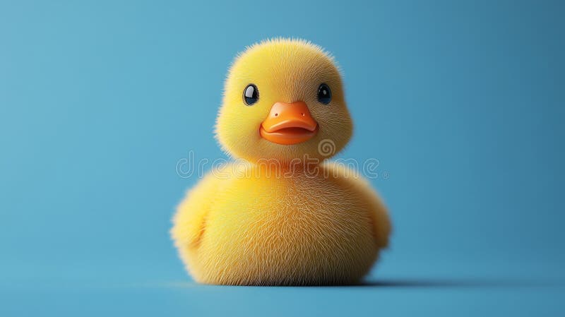 Cute Fluffy Yellow Duck Toy Character Stock Illustration - Illustration ...