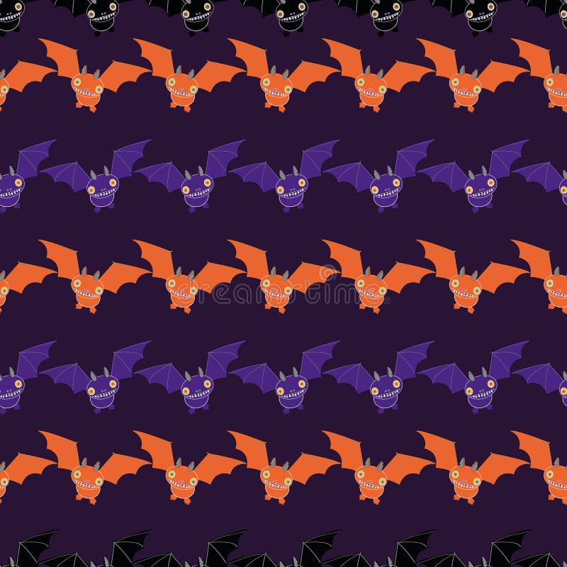 Cute Flying Bats Halloween Seamless Vector Pattern Stock Vector ...