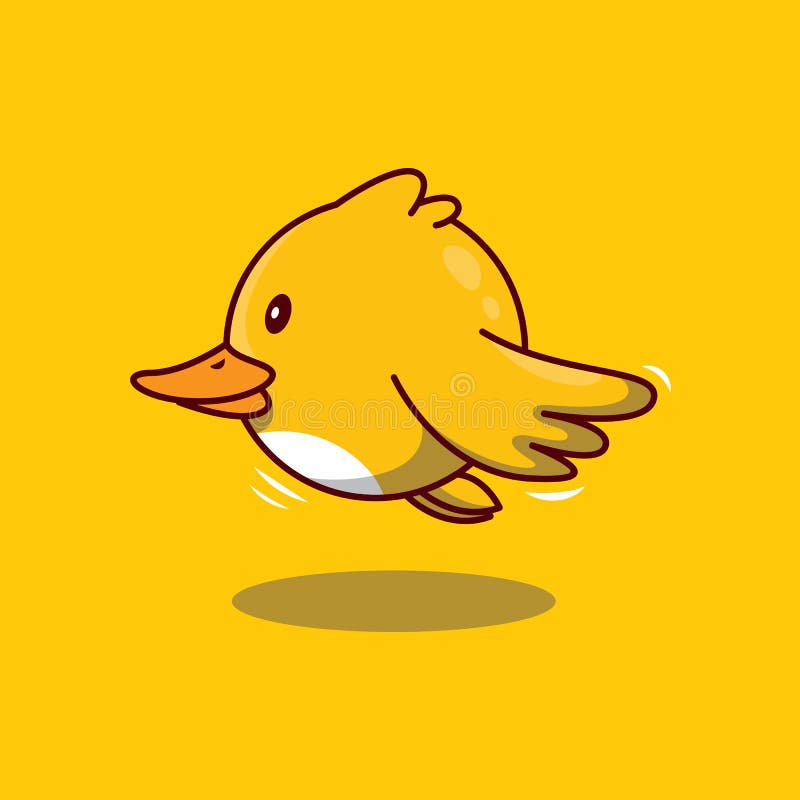 Cute Flying Duck Cartoon Icon Illustration Stock Vector - Illustration ...