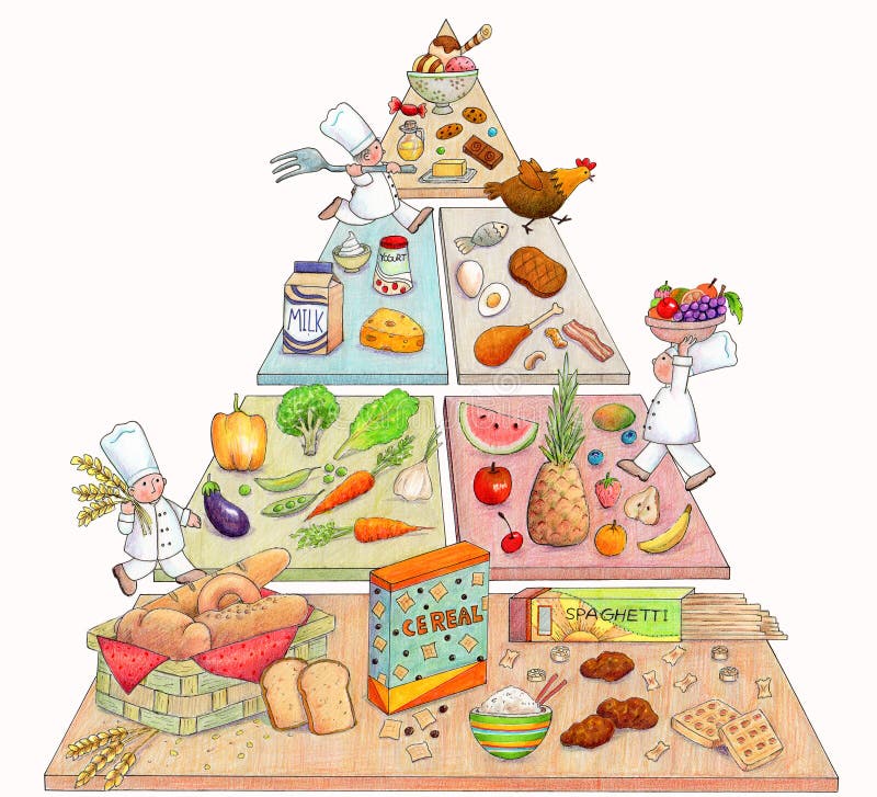 Cute Food Pyramid stock illustration. Illustration of nutritional ...