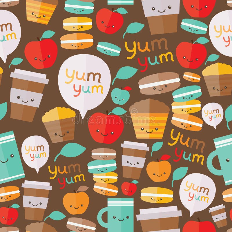 Cute Food Seamless Pattern. Stock Vector - Illustration of hand, cute ...