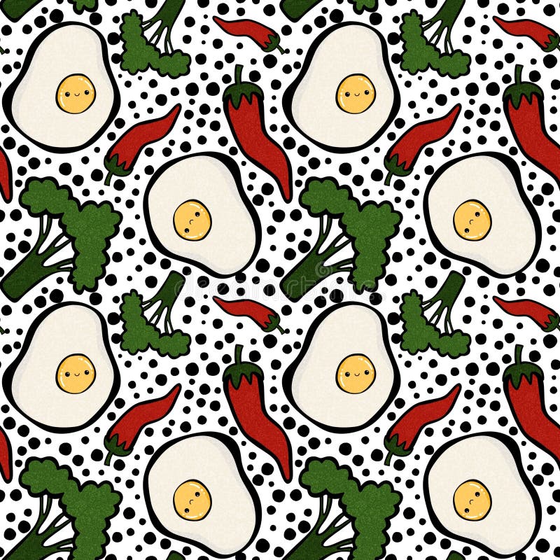 Cute Food Seamless Scrambled Eggs Pattern for Wrapping Paper and ...