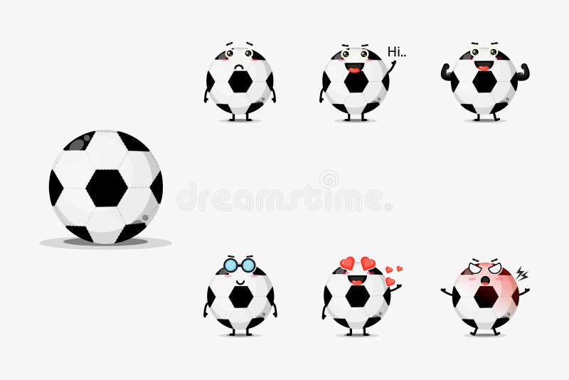 Cute Football Ball Mascot Set Stock Vector - Illustration of ...
