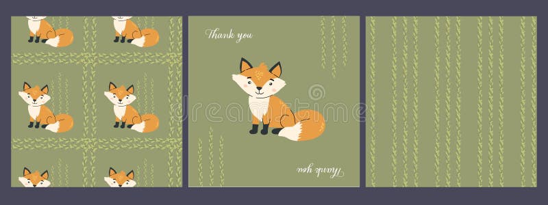 Cute Forest Animal Patterns with Fox Design for Cards and Crafts Stock ...