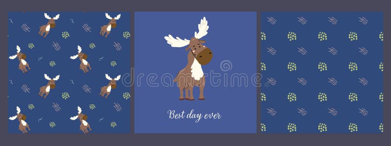 Cute Forest Animals Patterns for Kids Room Decor Stock Vector ...