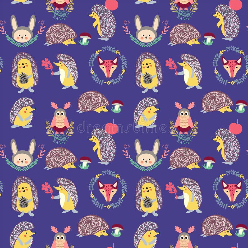 Cute Forest Animals and Plants for Baby Shower Stock Vector ...