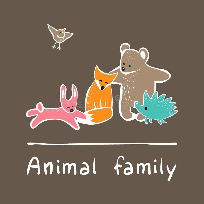 Cute Forest Animals Vector Set Stock Vector - Illustration of drawing ...
