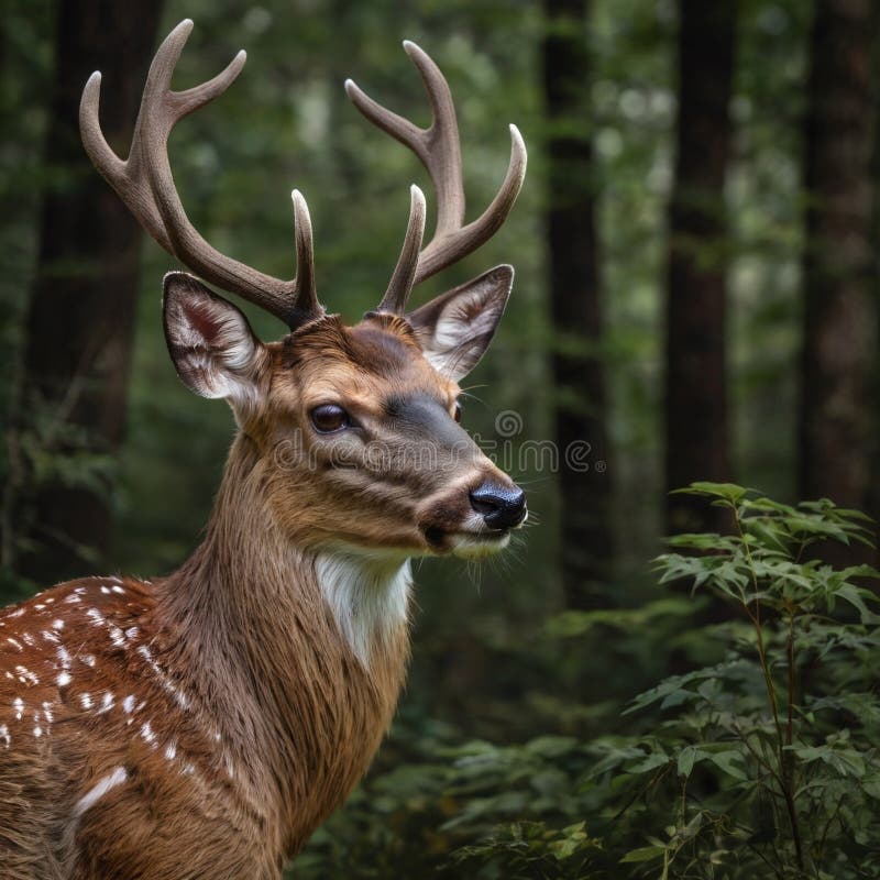 Cute forest Deer face stock illustration. Illustration of moose - 325457163