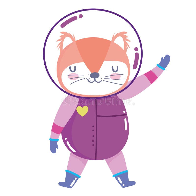 Cute Fox with Astronaut Suit Space Adventure Galaxy Cartoon Stock ...
