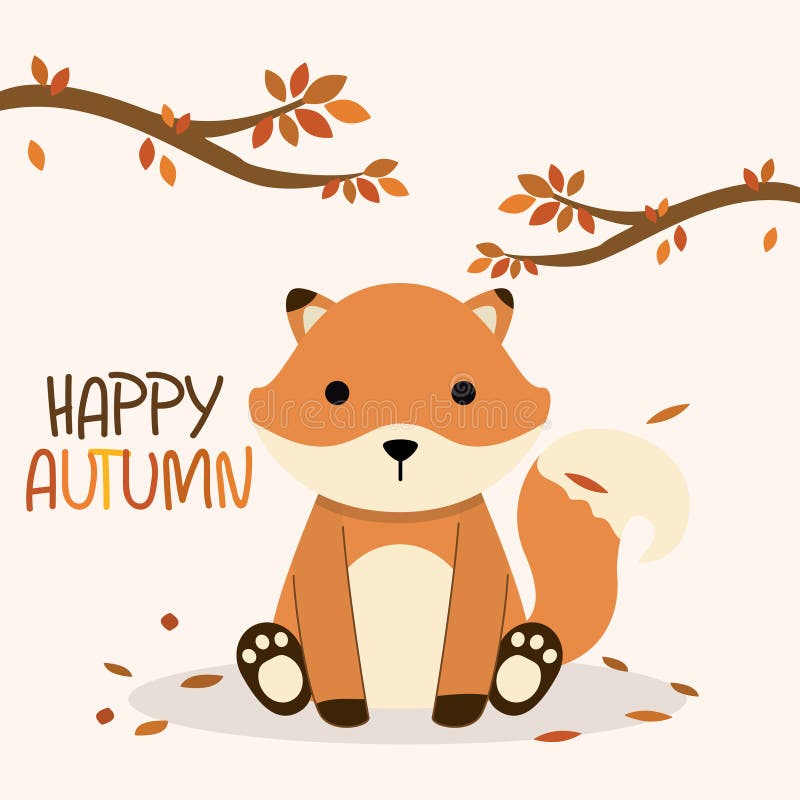 Cute Fox Autumn Animal Character Vector Stock Vector - Illustration of ...