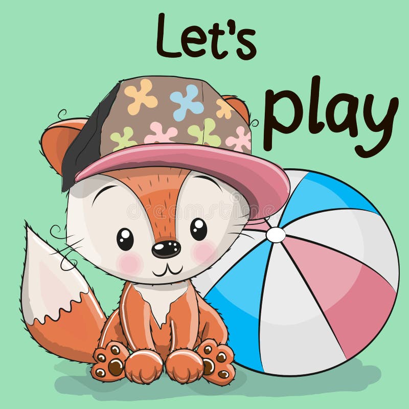 Cute Fox with a ball stock vector. Illustration of animals - 77911529