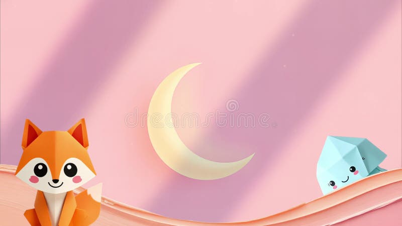 Cute Fox and Blue Creature Under Moon Stock Video - Video of animal ...