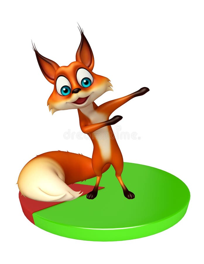 Cute Fox Cartoon Character with Circle Sign Stock Illustration ...