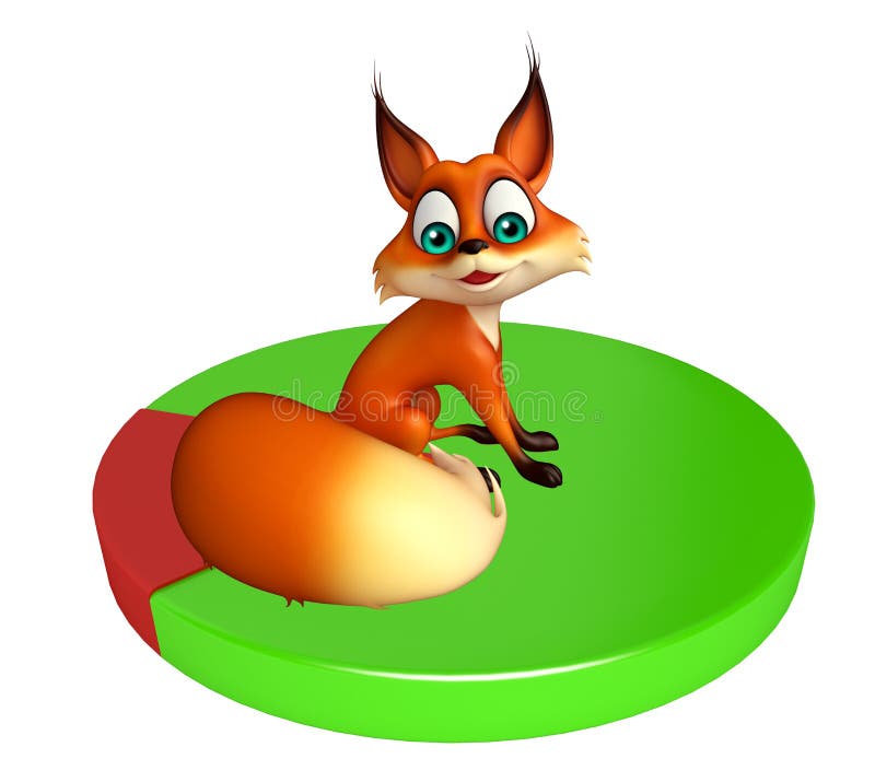 Cute Fox Cartoon Character with Circle Sign Stock Illustration ...