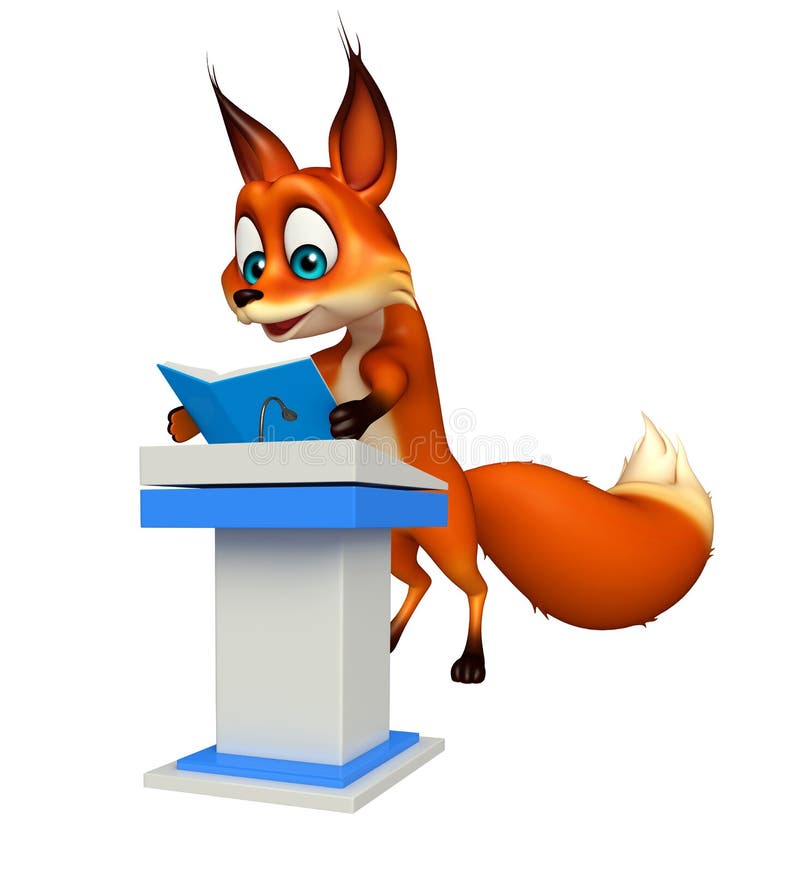 Cute Fox Cartoon Character with Speech Stage Stock Illustration ...