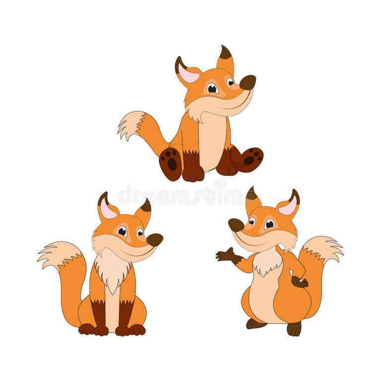 Cute Fox Cartoon Simple Vector Illustration Stock Vector - Illustration ...