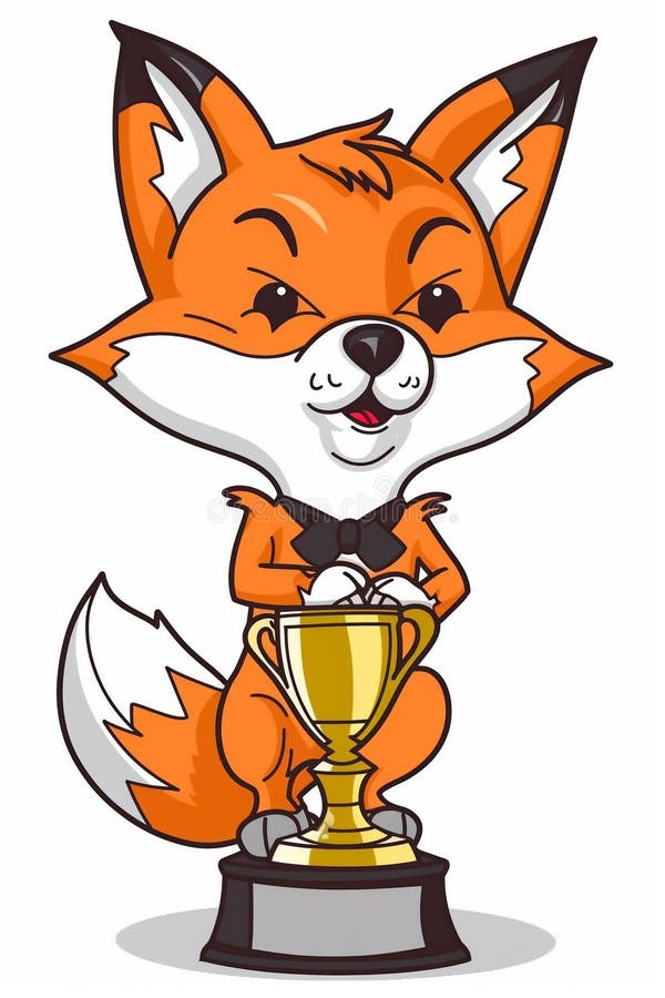 Cute Fox with Champion Cup. AI Generated Stock Illustration ...