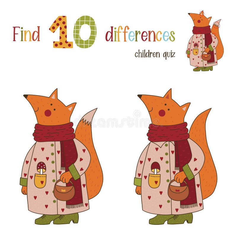 Cute Fox Children Preschool Quiz Play Vector Stock Vector ...