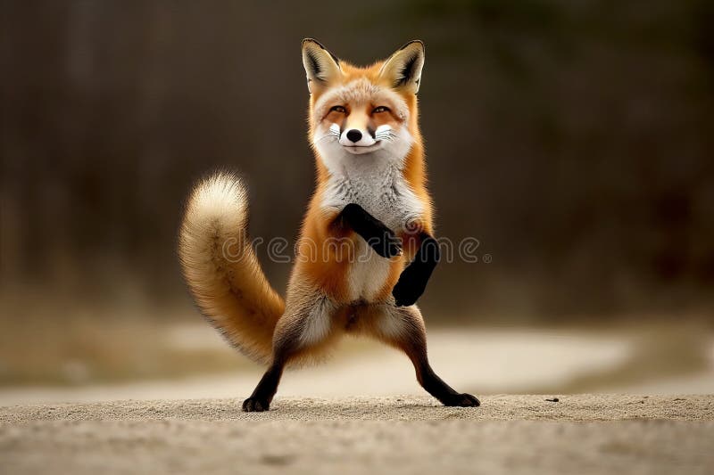 Cute Fox Dancing in the Middle of a Jungle, Road, Ground Generative AI ...