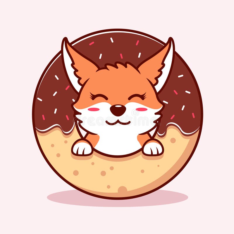 Cute Fox and Donuts Illustration. Animal Flat Cartoon Style Stock ...