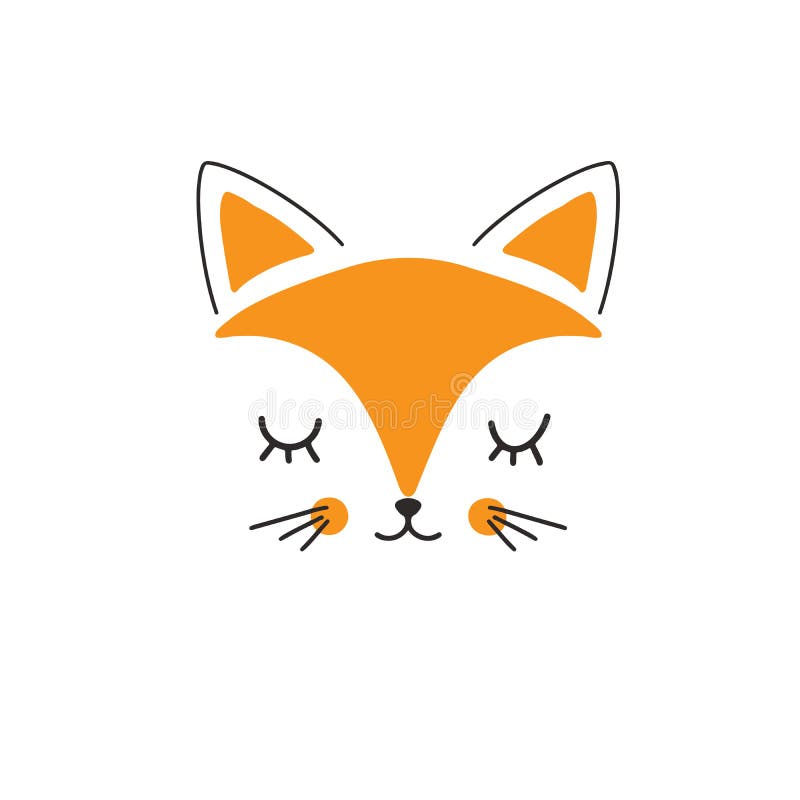 Cute Fox Face. Cartoon Animal Simple Portrait, Vector Illustration ...