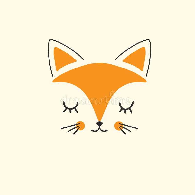 Cute Fox Face. Cartoon Animal Simple Portrait, Vector Illustration ...