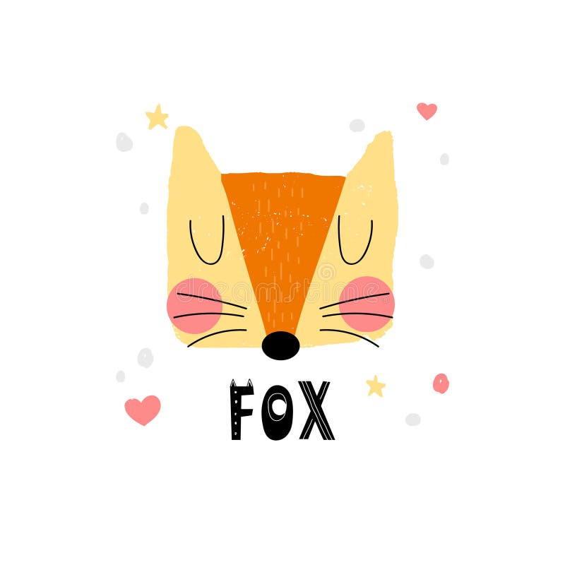 Cute fox face illustration stock vector. Illustration of painting ...