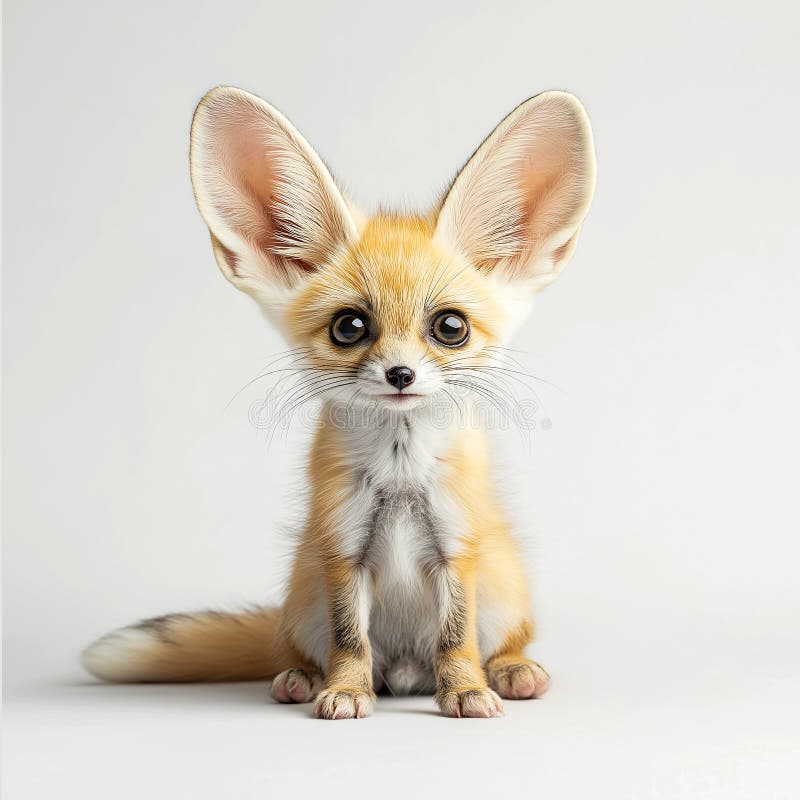 Cute Fox, Fennec Fox Sits and Looks into the Frame with Interest Stock ...