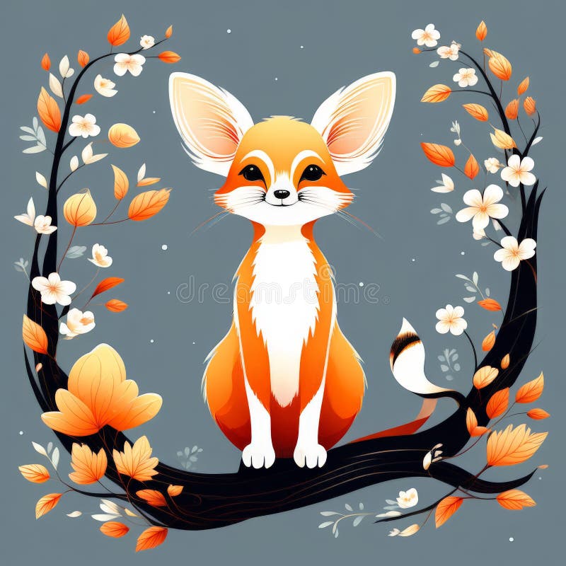 Cute Fox in the Forest. Animal Cartoon. Illustration of a Cartoon Fox ...