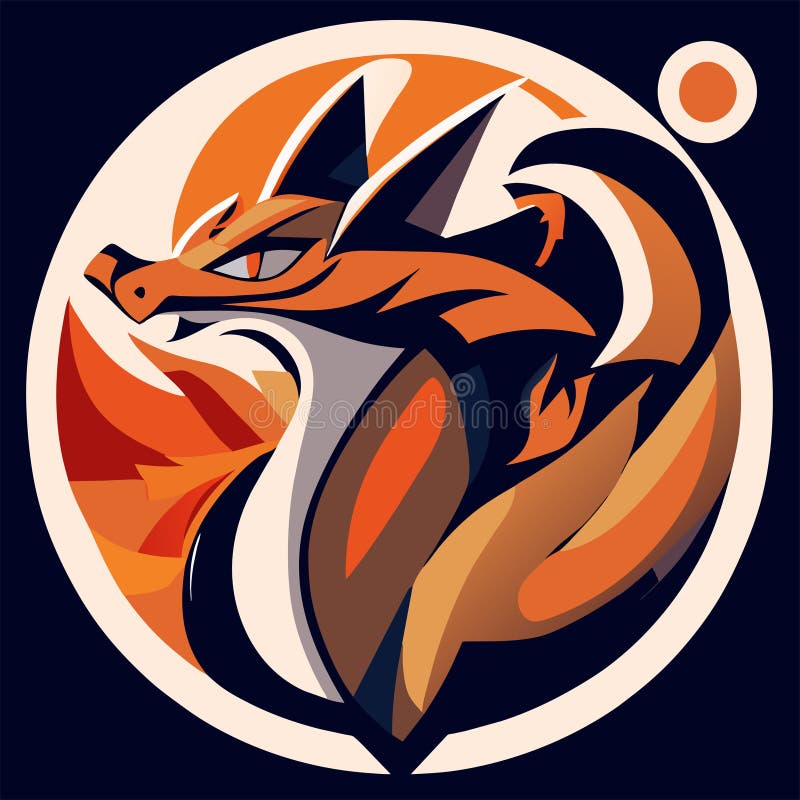 Cute Fox Head in the Circle. Vector Illustration of a Fox Head Stock ...