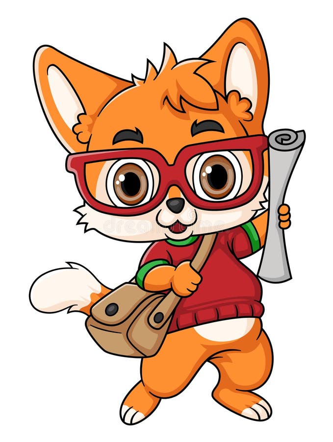 Cute Fox on His Way To School Stock Vector - Illustration of mascot ...