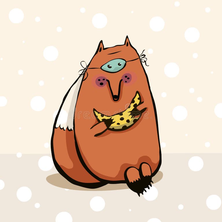 Cute Fox Holds in Paws Cheese Stock Vector - Illustration of cute ...