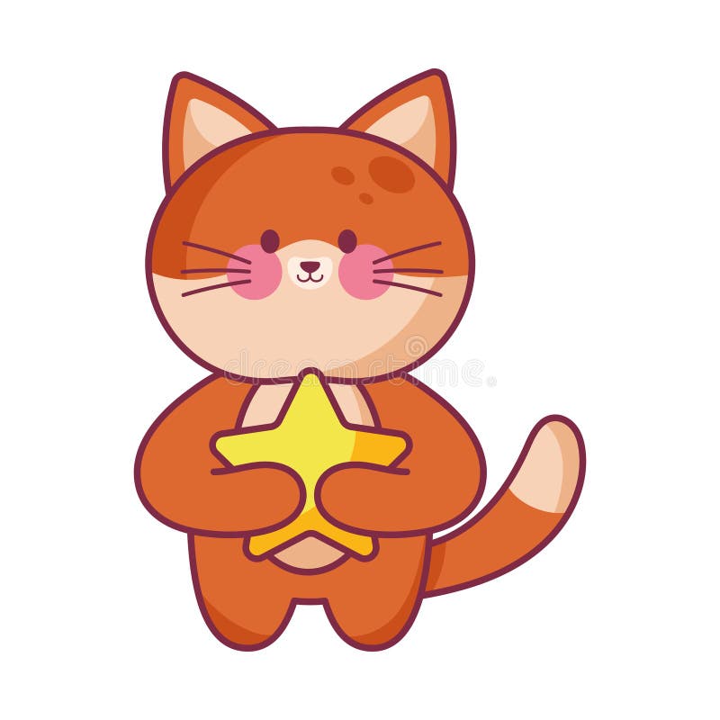 Cute fox with star stock vector. Illustration of kawaii - 284066607