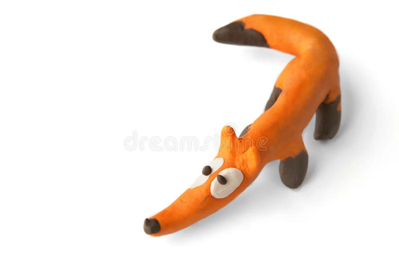 Cute Fox Made of Plasticine Isolated on White Background. Stock Image ...